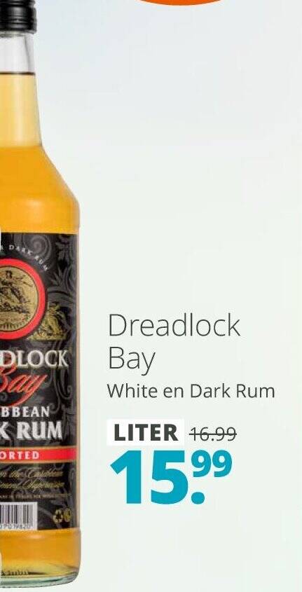 Dreadlock Bay Dark Rum Liter aanbieding bij Mitra