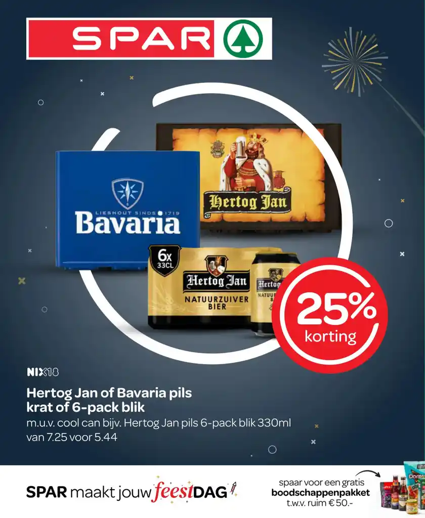 Hertog Jan of Bavaria pils krat of 6-pack blik aanbieding bij Spar