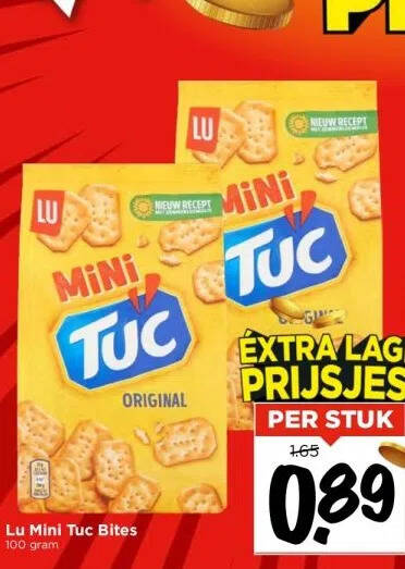Lu mini tuc bites aanbieding bij Vomar Voordeelmarkt