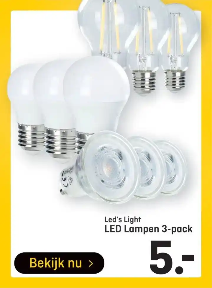 Led lampen 3-pack aanbieding bij Hubo