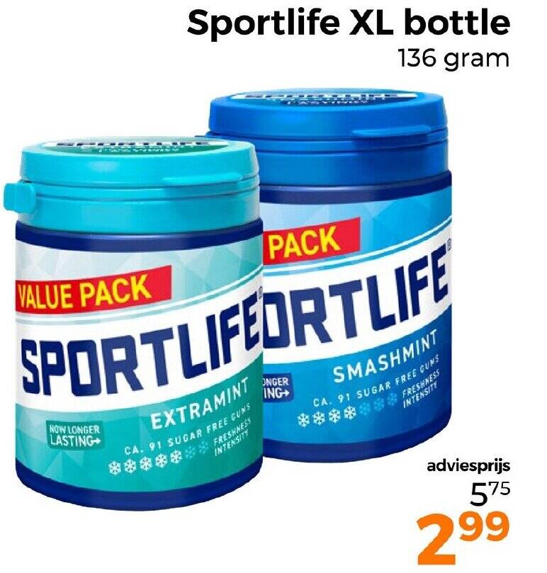 Sportlife XL bottle 136 gram aanbieding bij Trekpleister