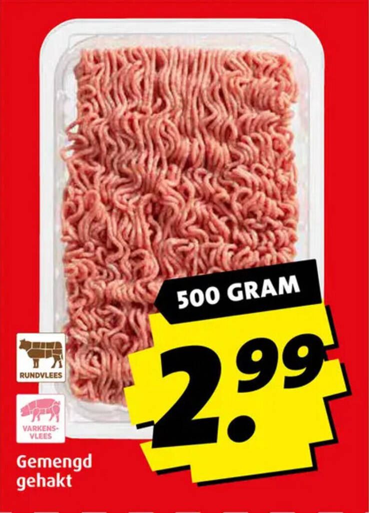 Gemengd gehakt 500gram 500 gram aanbieding bij Boni