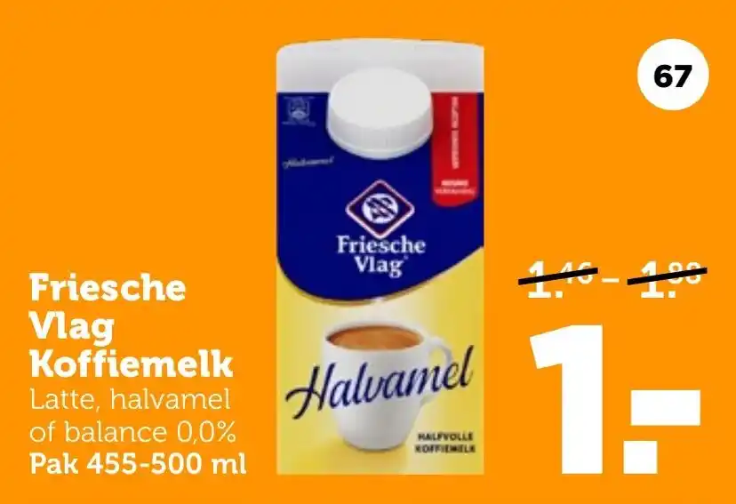 Friesche Vlag Koffiemelk Latte halvamel aanbieding bij Coop