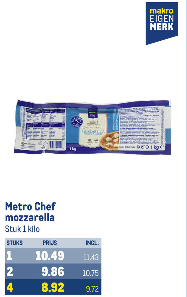 Metro Chef mozzarella aanbieding bij Makro