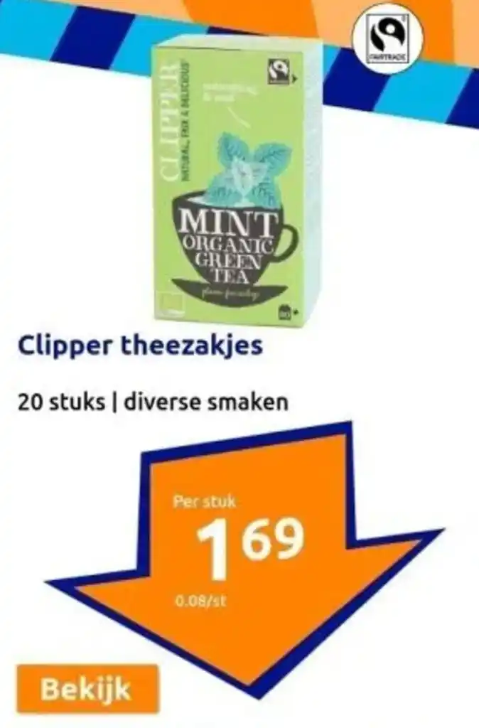 Clipper theezakjes aanbieding bij Action