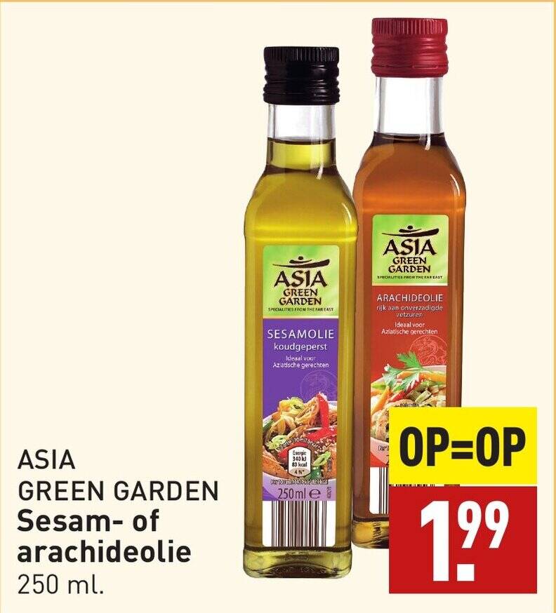 ASIA GREEN GARDEN Sesam- of arachideolie 250 ml. aanbieding bij ALDI