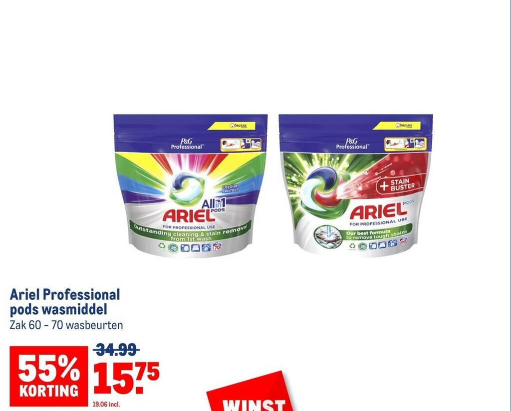 Ariel Professional pods wasmiddel aanbieding bij Makro