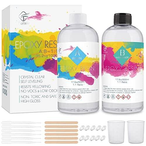 Set van epoxyhars, 1000 ml transparante epoxy hars kristal, gemakkelijk ...