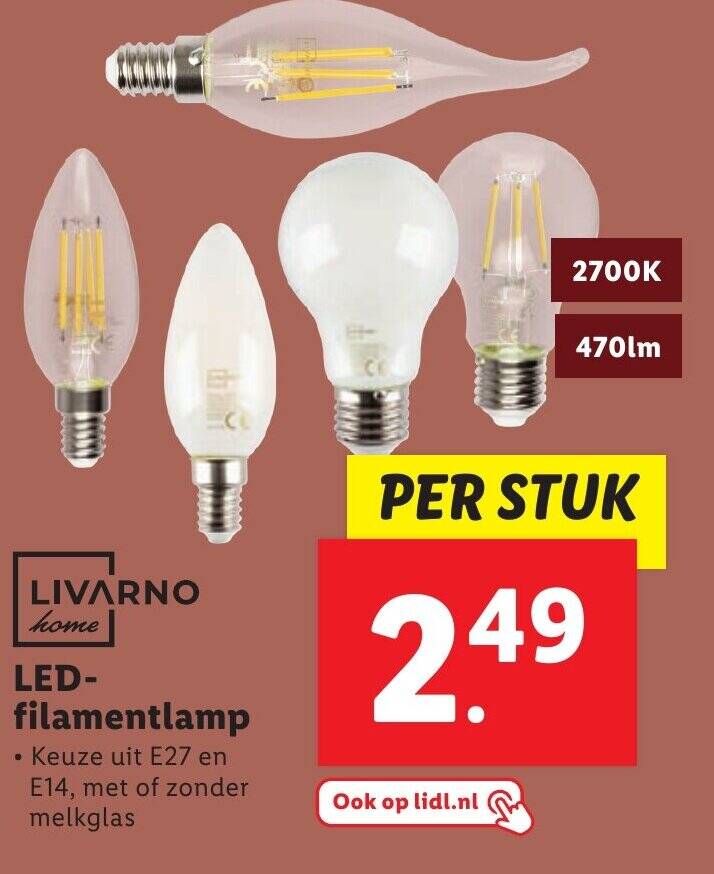LIVARNO home LED-filamentlamp aanbieding bij Lidl