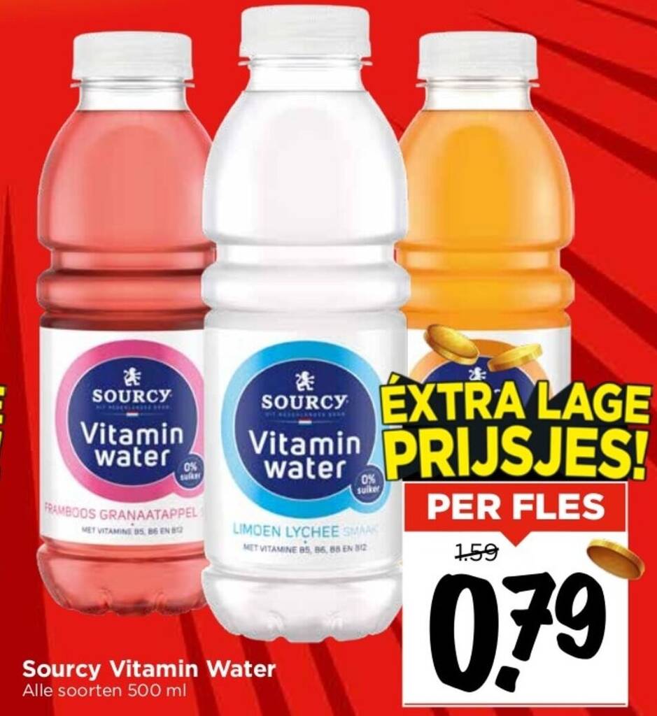 Sourcy Vitamin Water 500 ml aanbieding bij Vomar Voordeelmarkt