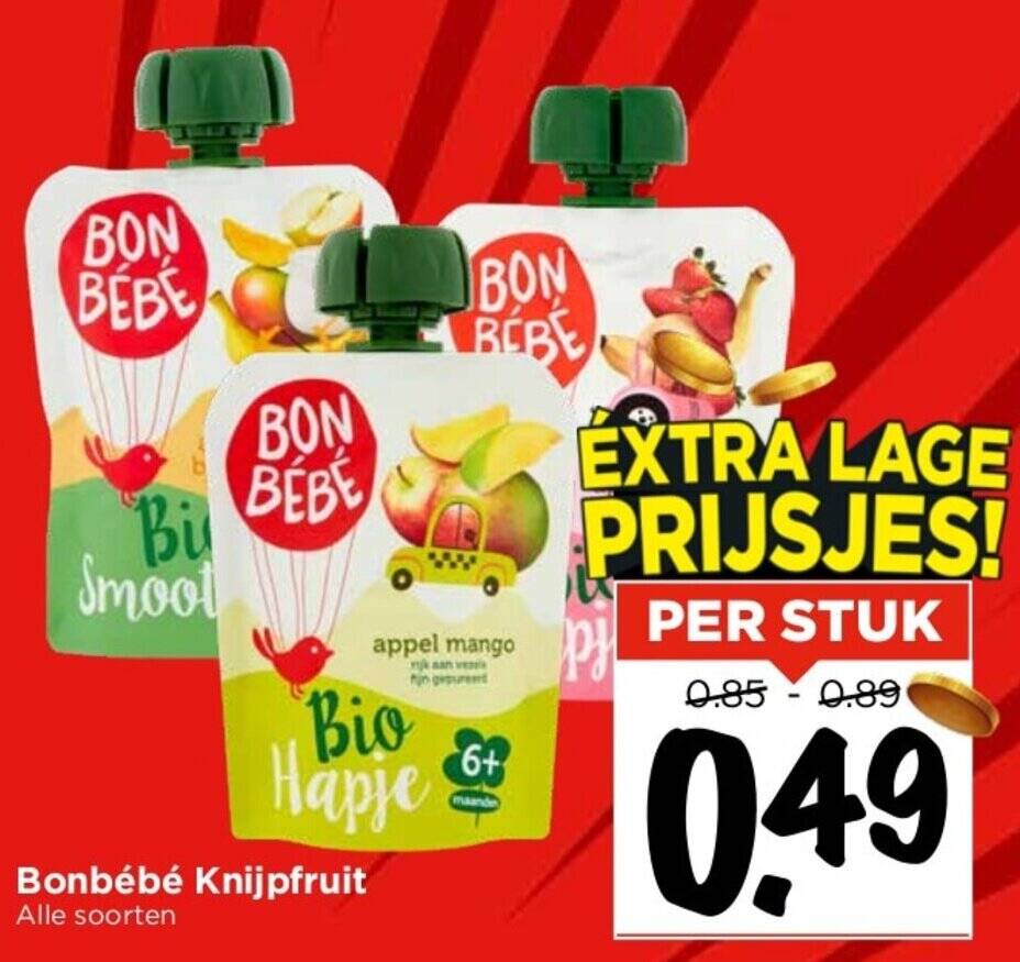 Bonbébé Knijpfruit aanbieding bij Vomar Voordeelmarkt