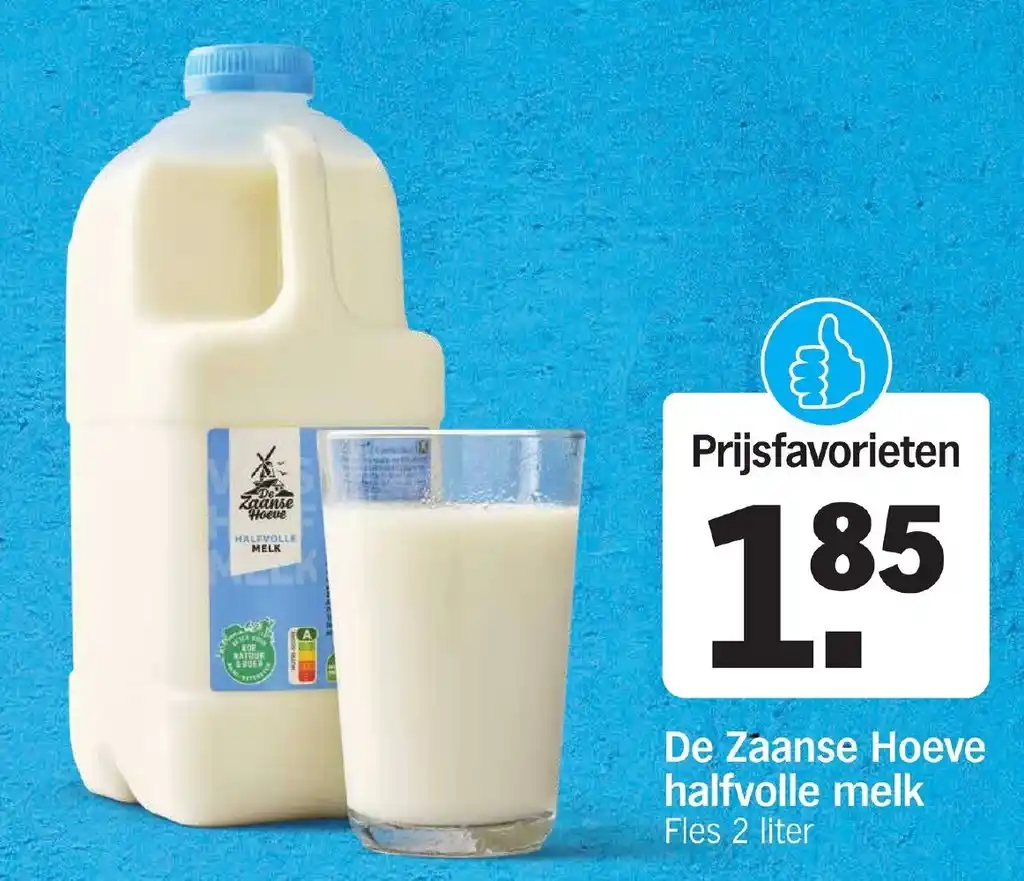 De Zaanse Hoeve halfvolle melk Fles 2 liter aanbieding bij Albert Heijn
