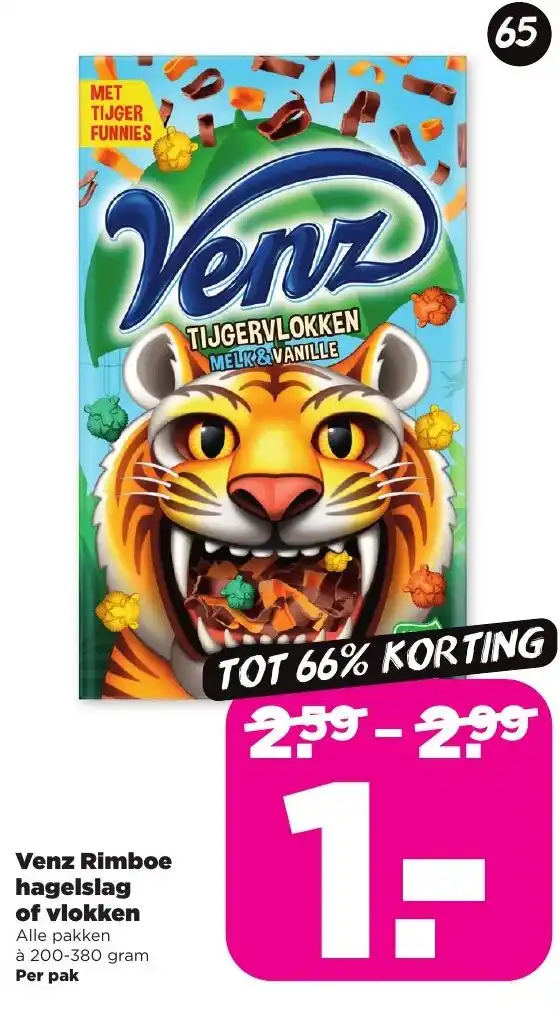 Venz Rimboe hagelslag of vlokken aanbieding bij PLUS