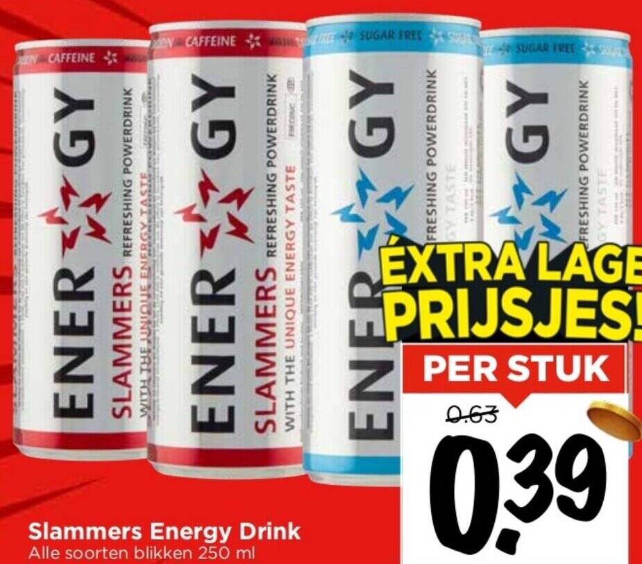 Slammers Energy Drink 250ml aanbieding bij Vomar Voordeelmarkt