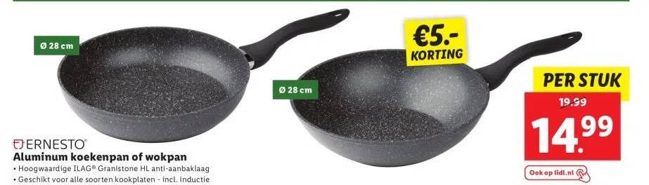 Aluminum koekenpan of wokpan aanbieding bij Lidl