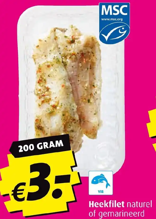 Heekfilet naturel of gemarineerd 200g aanbieding bij Boni