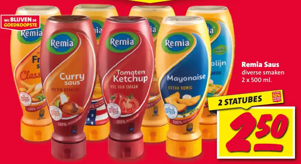 Remia Saus 2 x 500 ml. aanbieding bij Nettorama