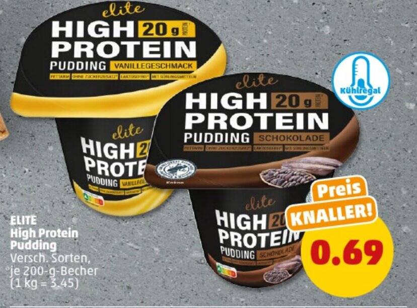ELITE High Protein Pudding aanbieding bij PENNY DE