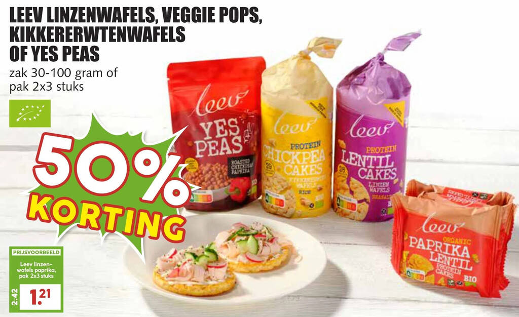 Leev linzenwafels, veggie pops, kikkererwtenwafels of yes peas ...