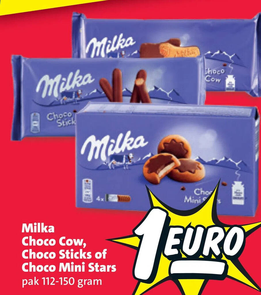 Milka choco cow, choco sticks of choco mini stars aanbieding bij Nettorama