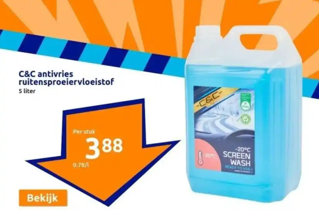 C&C antivries ruitensproeiervloeistof 5 liter aanbieding bij Action