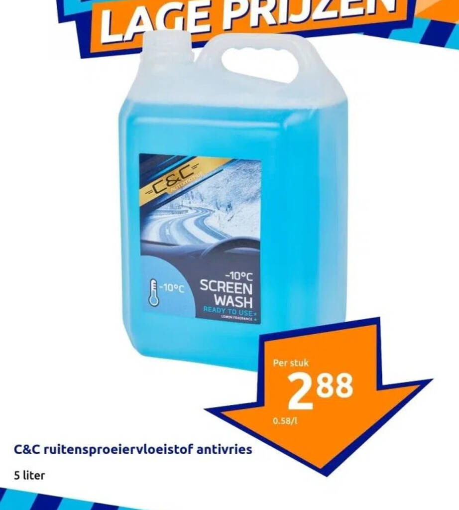 C&C ruitensproeiervloeistof antivries 5 liter aanbieding bij Action
