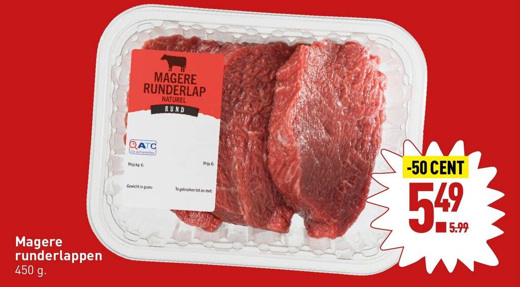 Runderlappen 450g aanbieding bij ALDI