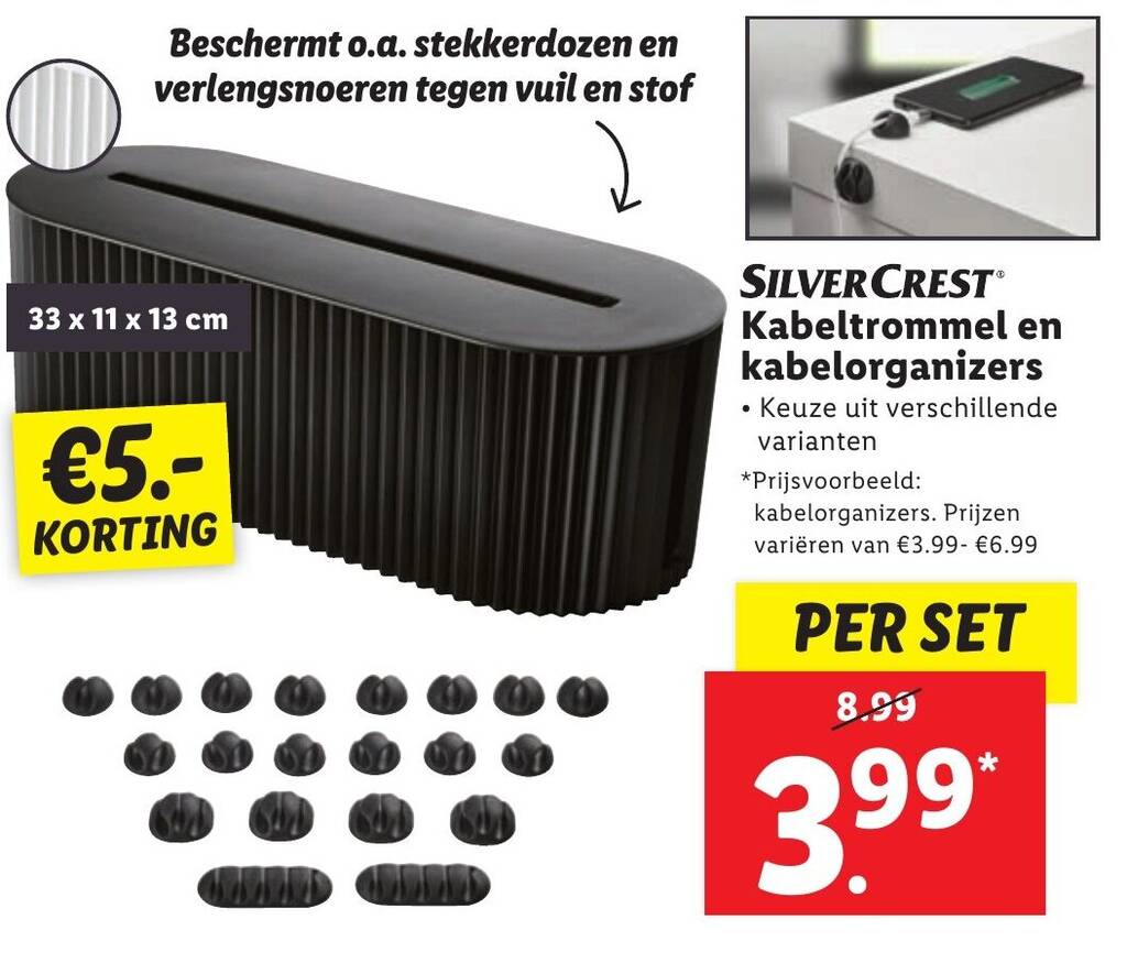 Kabeltrommel en kabelorganizers aanbieding bij Lidl