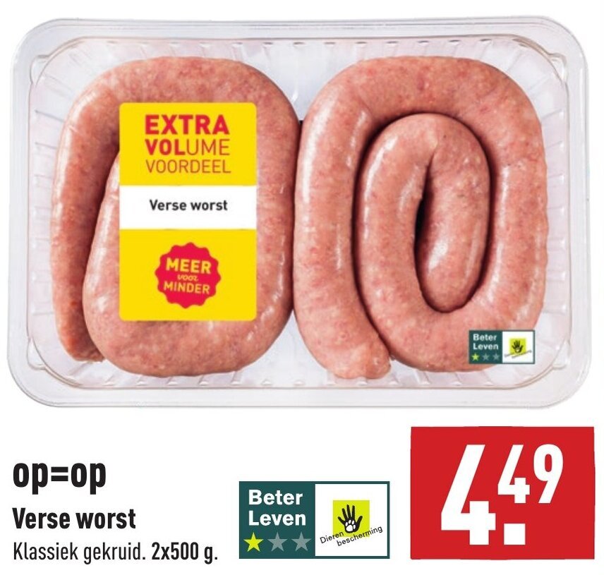 Verse worst 2*500g aanbieding bij ALDI
