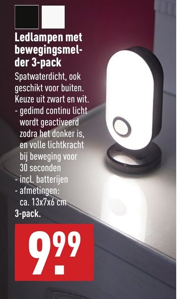 LEDlampen met bewegingsmelder 3-pack aanbieding bij ALDI