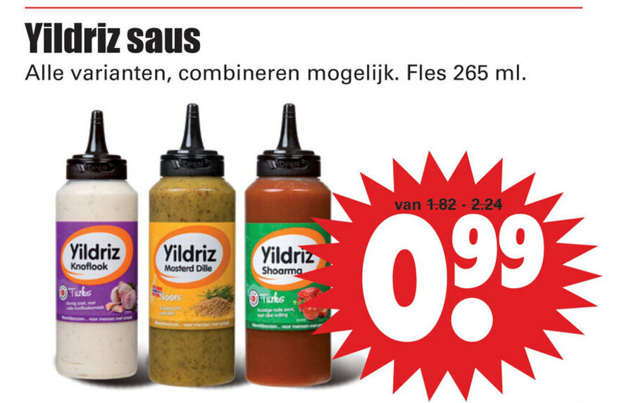 Yildriz saus 265ml aanbieding bij Dirk