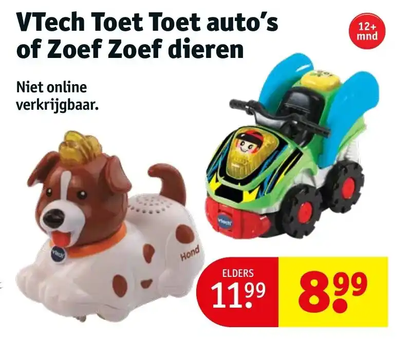 VTech Toet Toet auto's of Zoef Zoef dieren aanbieding bij Kruidvat