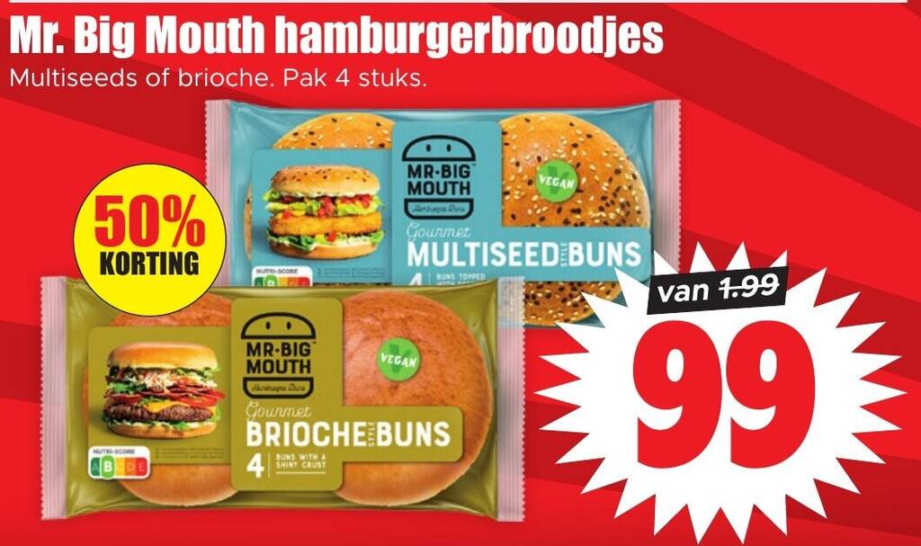 Mr. Big Mouth hamburgerbroodjes aanbieding bij Dirk