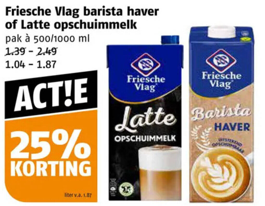 Friesche Vlag barista haver of Latte opschuimmelk aanbieding bij Poiesz