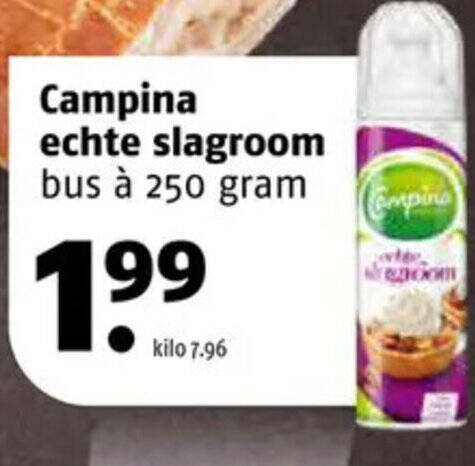Campina echte slagroom bus à 250 gram aanbieding bij Poiesz