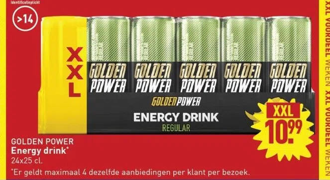 Golden power energy drink aanbieding bij ALDI