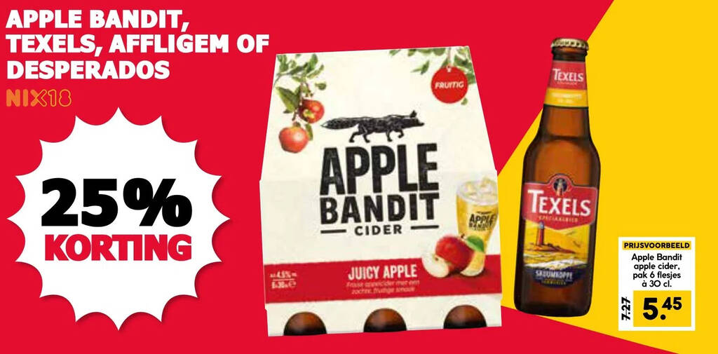 Apple bandit, texels, affligem of desprados aanbieding bij MCD Supermarkt