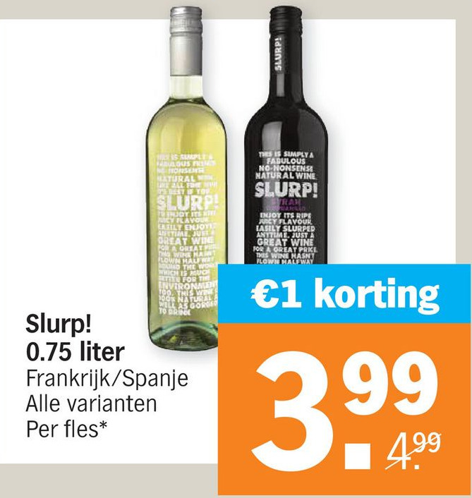 Slurp! wijn 0.75 liter aanbieding bij Albert Heijn