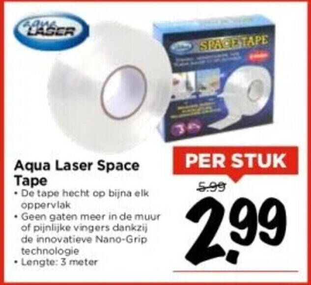 Aqua laser space tape per stuk aanbieding bij Vomar Voordeelmarkt