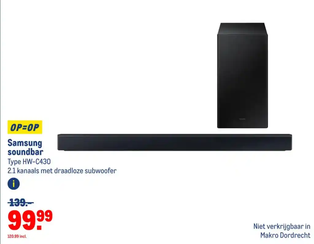 Samsung soundbar Type HW-C430 aanbieding bij Makro
