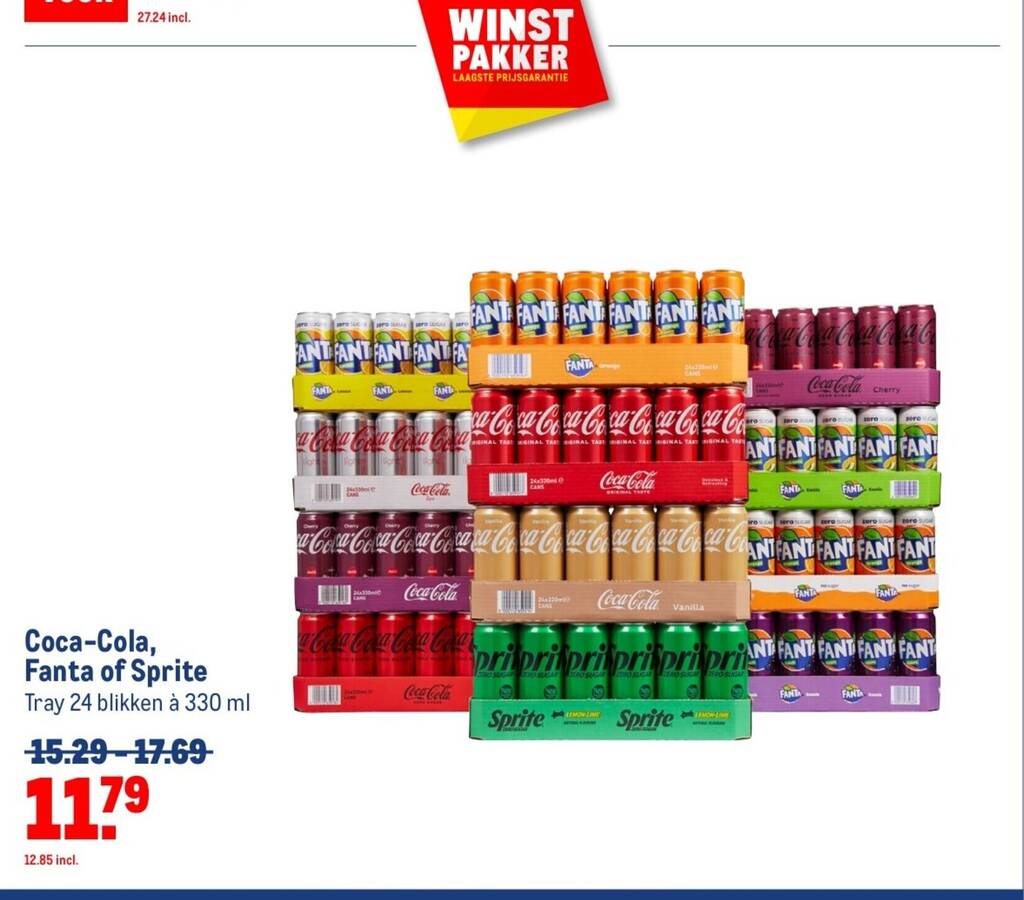 Coca-Cola, Fanta of Sprite 330 ml aanbieding bij Makro
