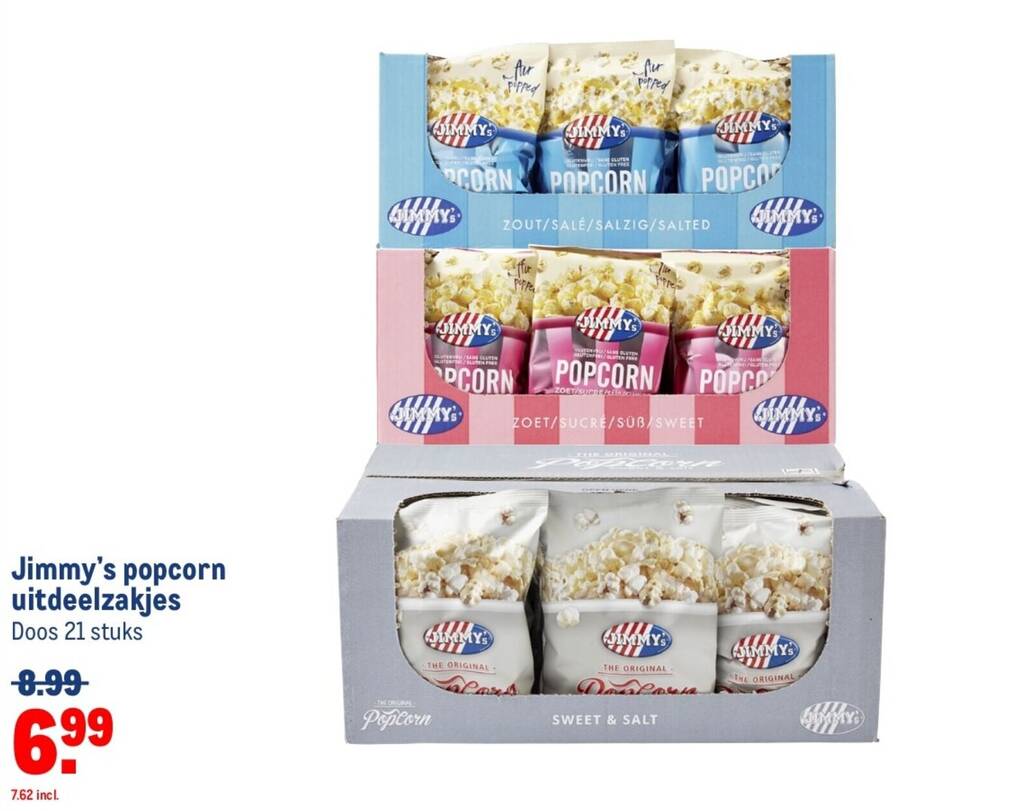 Jimmy's popcorn uitdeelzakjes aanbieding bij Makro