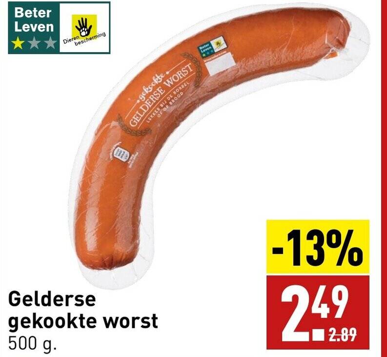 Gelderse gekookte worst 500 g aanbieding bij ALDI