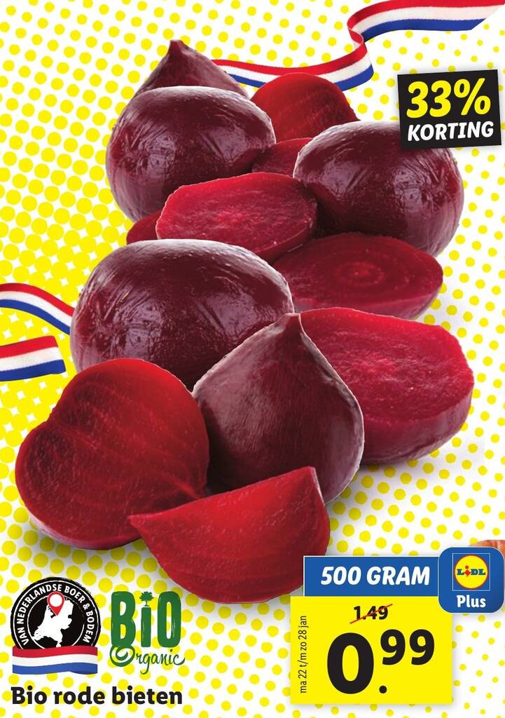 Bio rode bieten 500g aanbieding bij Lidl