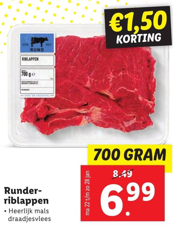 Runderriblappen 700g aanbieding bij Lidl