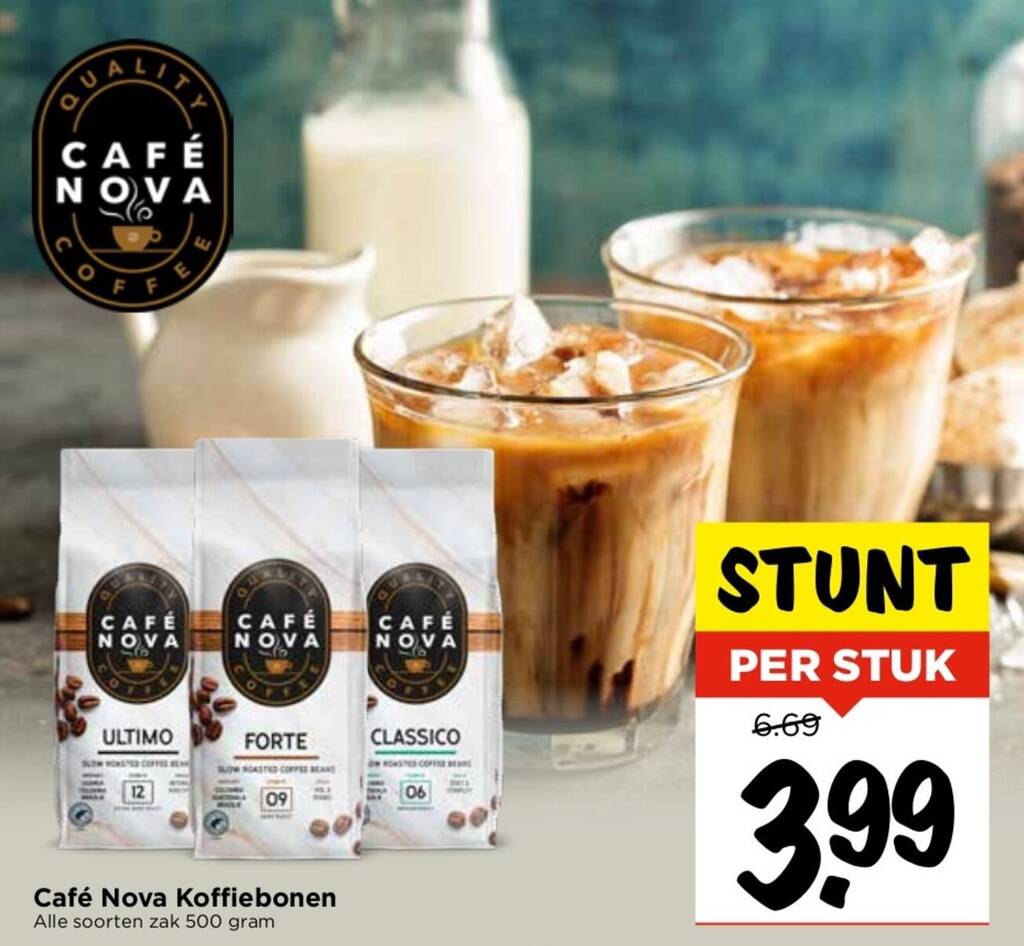 Café Nova Koffiebonen 500g aanbieding bij Vomar Voordeelmarkt