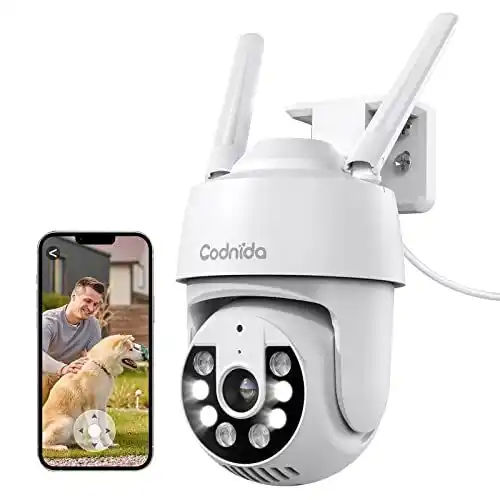 Codnida 2k bewakingscamera voor buiten, wifi-camera, bewaking voor buiten, 360° zicht, 3 mp ...