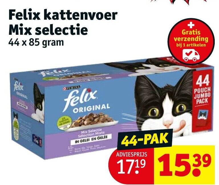 Felix kattenvoer Mix selectie 44 x 85 gram aanbieding bij Kruidvat