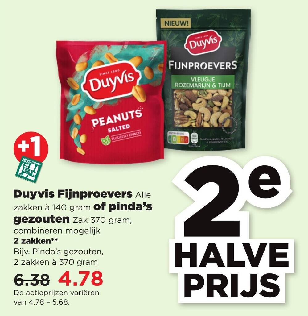 Duyvis Fijnproevers of pinda's gezouten aanbieding bij PLUS