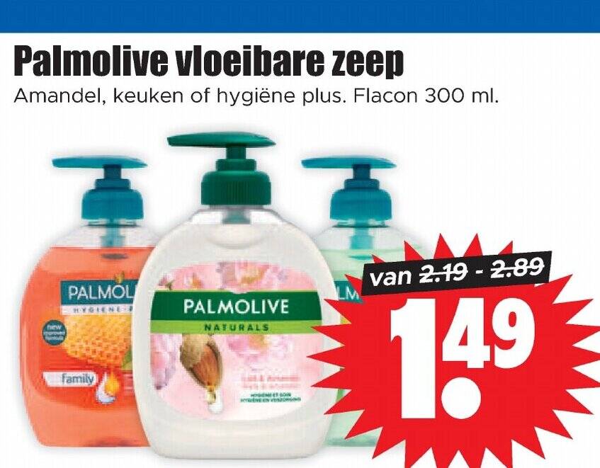 Palmolive vloeibare zeep aanbieding bij Dirk